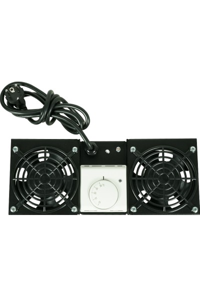 Canovate 2li Rack Kabin Fan Modülü Termostatlı Duvar Tipi Siyah