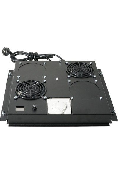 Canovate 2'li Rack Kabinet Fan Modülü Termostatlı Ral 9005 Siyah