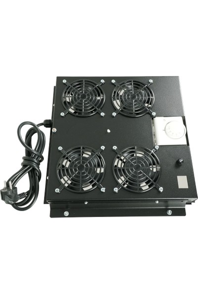 Canovate 4lü Rack Kabinet Fan Modülü Termostatlı Ral 9005 Siyah
