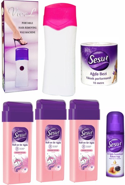 Sesu Rollon Ağda Pudralı x3 +Kartuş Makine Seti Sesu Rollon Ağda Pudralı x3 +Kartuş Makine Seti