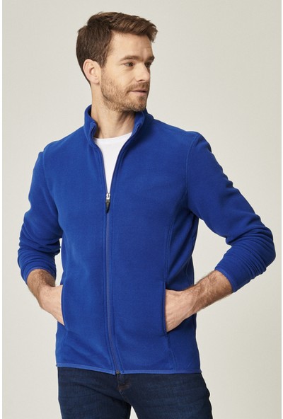 AC&Co / Altınyıldız Classics Standart Fit Günlük Rahat Tam Fermuarlı Bato Yaka Polar Spor Sweatshirt