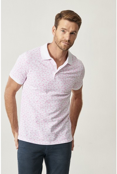 Altınyıldız Classıcs Erkek Beyaz-Pembe Polo Yaka Cepsiz Slim Fit Dar Kesim %100 Pamuk Desenli Tişört Altınyıldız Classıcs Erkek Beyaz-Pembe Polo Yaka Cepsiz Slim Fit Dar Kesim %100 Pamuk Desenli Tişört