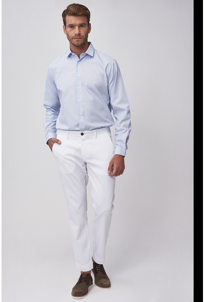 Altınyıldız Classıcs Erkek Beyaz Slim Fit Armürlü Pantolon