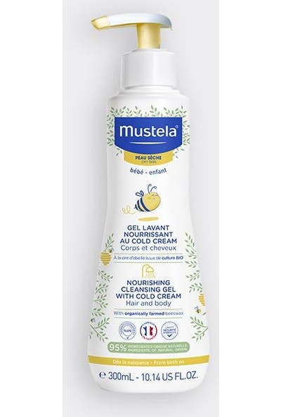 Mustela Cold Cream ve Organik Balmumu Içeren Besleyici Bebek Şampuanı 300 ml