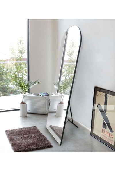 Hüma's 180 x 60 cm Siyah Ayaklı Oval Boy Aynası
