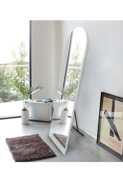 Hüma's 180 x 60 cm Beyaz Ayaklı Oval Boy Aynası