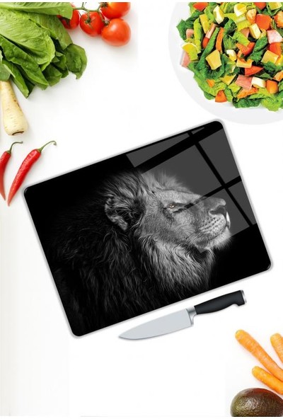 Pi Dekorasyon Aslan Desen Cam Kesme Tablası Pi Dekorasyon Aslan Desen Cam Kesme Tablası