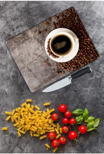 Pi Dekorasyon Kahve Desen Cam Kesme Tablası