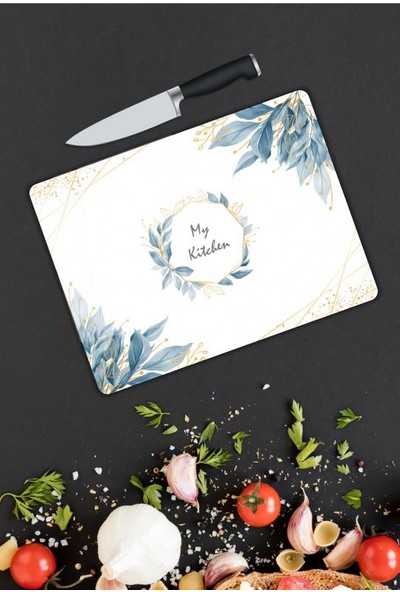 Pi Dekorasyon Benim Mutfağım Baskılı Cam Kesme Tablası