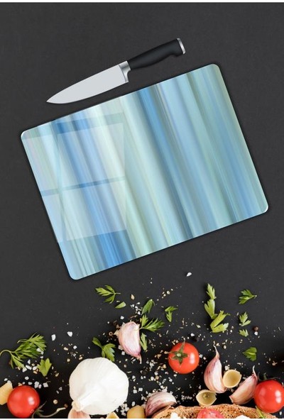 Pi Dekorasyon Mavi Tonlar Cam Kesme Tablası