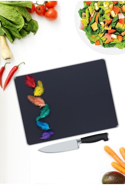 Pi Dekorasyon Renkli Desen Cam Kesme Tablası