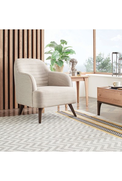 Enza Home Sona Açık Krem Berjer - Keten Görünümlü Kumaş Enza Home Sona Açık Krem Berjer - Keten Görünümlü Kumaş