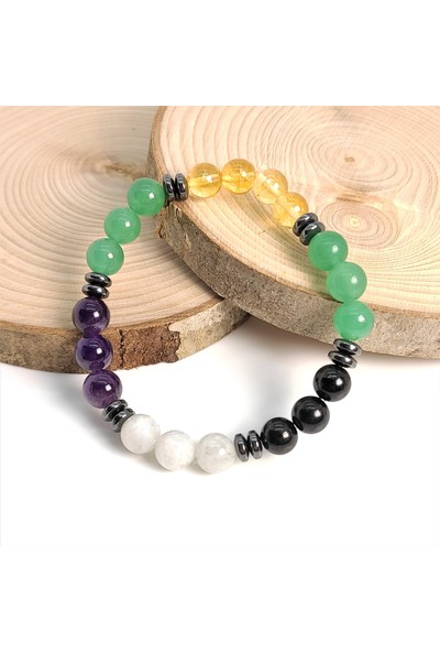 Taş Rüyası Ay Taşı Ametist Siyah Turmalin Aventurin Sitrin Bileklik Enerji Bilekliği Taş Rüyası Ay Taşı Ametist Siyah Turmalin Aventurin Sitrin Bileklik Enerji Bilekliği