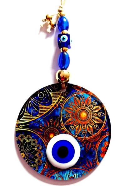 Mixperi Güneş Figürlü Füzyon Cam Nazar Boncuklu Duvar Süsü Hediyelik Eşya