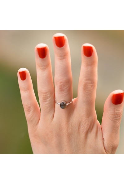 Labradorit Taşı Gümüş Yüzük - Ayarlamalı