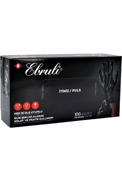 Ebruli Pe Siyah Pudrasız Tek Kullanımlık Eldiven 100'LÜ Ebruli Pe Siyah Pudrasız Tek Kullanımlık Eldiven 100'LÜ