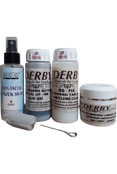 Derby Açık Gri Full Oto Döşeme Koltuk Bakım Boyama Temizleme Tamir Seti Derby Açık Gri Full Oto Döşeme Koltuk Bakım Boyama Temizleme Tamir Seti