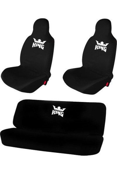 1Araba 1Ev Nissan Oto Koltuk Koruyucu Kılıf Araba Araç Servis Kılıfı Siyah King Baskılı Ön Arka Set