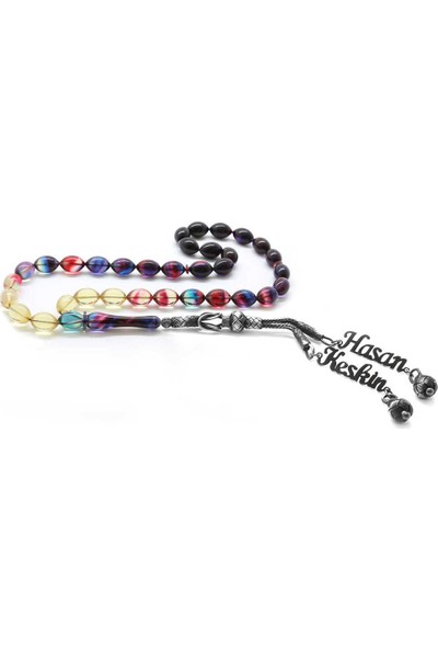 Online Hediye Sepeti 1000 Ayar Çift Kazaz Püsküllü Arpa Kesim Isim Yazılı Bonibon Ateş Kehribar Tesbih