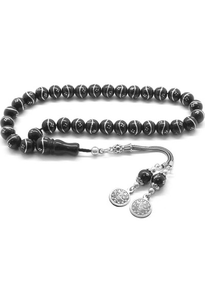 Online Hediye Sepeti 925 Ayar Gümüş Mecidiye Püsküllü Gümüş Işlemeli Özel Yapım Rus Oltu Tesbih