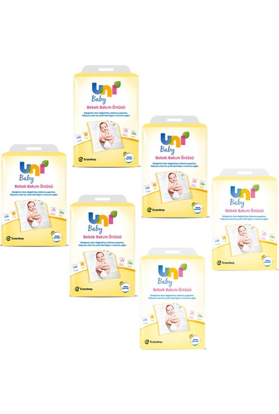 Uni Baby Bebek Bakım Örtüsü 60X60 10 Lu 6 Adet