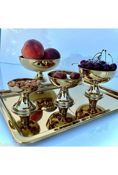 Lovyco Gold Tepsi Altın Renk,metal Tepsi 33X18 cm Lovyco Gold Tepsi Altın Renk,metal Tepsi 33X18 cm