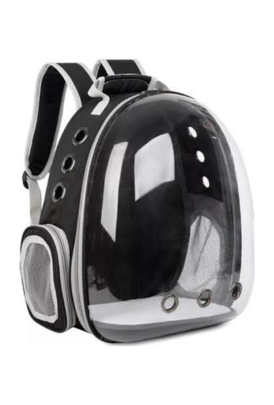 Babur Market Astronot Çanta Şeffaf Kedi Köpek Taşıma Çantası 42 x 22 x 33 cm Siyah