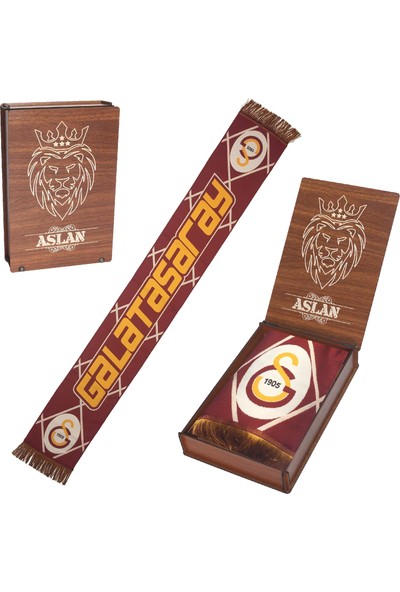Galatasaray Lisanslı Atkı Hediyelik Ahşap Kutulu