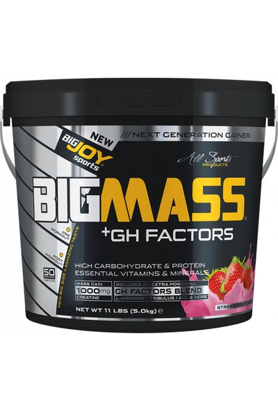 Bigjoy Sports Bigmass Mass Gainer Gh factors Karbonhidrat Protein Çilek Aroma 5000g Bigjoy Sports Bigmass Mass Gainer Gh factors Karbonhidrat Protein Çilek Aroma 5000g