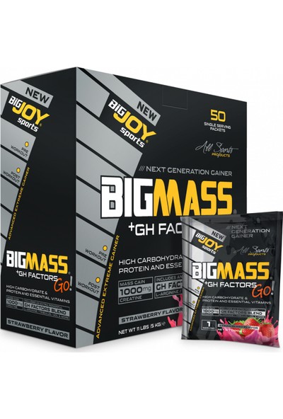 Bigjoy Sports Bigmass Mass Gainer Gh factors Karbonhidrat Protein Çilek 50 Sachet Bigjoy Sports Bigmass Mass Gainer Gh factors Karbonhidrat Protein Çilek 50 Sachet