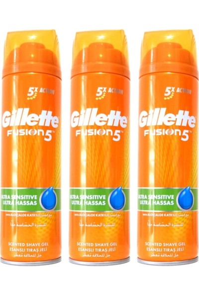 Gillette Tıraş Jeli Fusion 200ML Ultra Hassas x 3 Adet Gillette Tıraş Jeli Fusion 200ML Ultra Hassas x 3 Adet