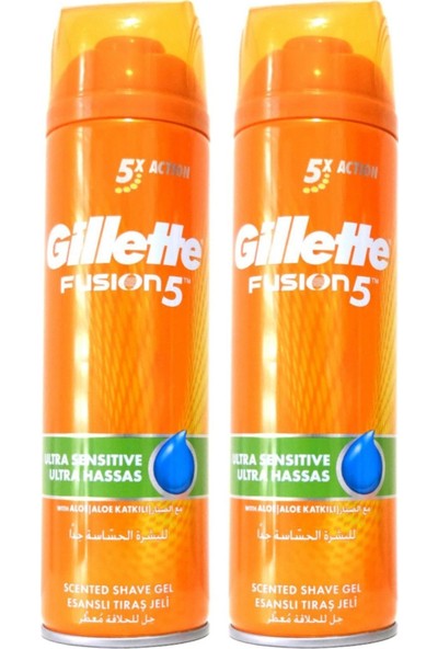 Gillette Tıraş Jeli Fusion 200ML Ultra Hassas x 2 Adet Gillette Tıraş Jeli Fusion 200ML Ultra Hassas x 2 Adet