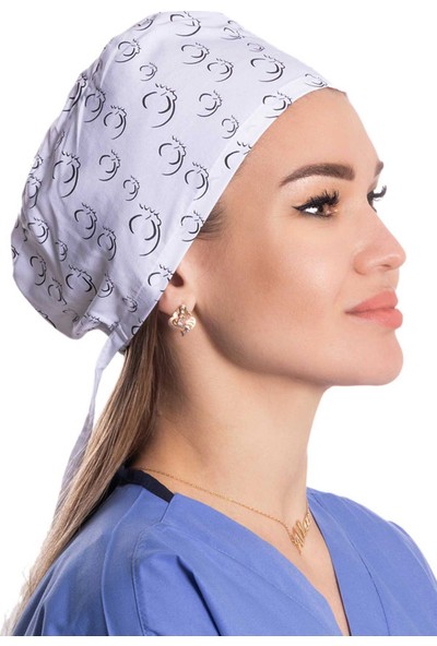 Şirin A Medikal Cerrahi Bone Desenli Cerrahi Bone BN214BEYAZ