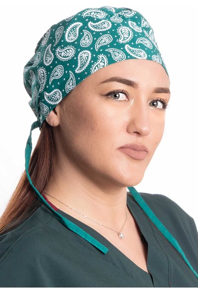 Şirin A Medikal Cerrahi Bone Şal Desenli Cerrahi Bone BN207K.YEŞİL