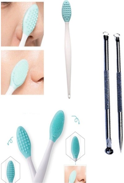 Tineke Burun Siyah Nokta Cilt ve Yüz Temizleyici Temizleme Fırçası Peeling ve 2'li Komedon Tineke Burun Siyah Nokta Cilt ve Yüz Temizleyici Temizleme Fırçası Peeling ve 2'li Komedon