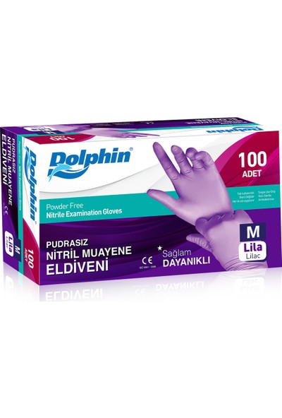Dolphin Lila Nitril Eldiven Pudrasız (Medium) 100'lü Paket