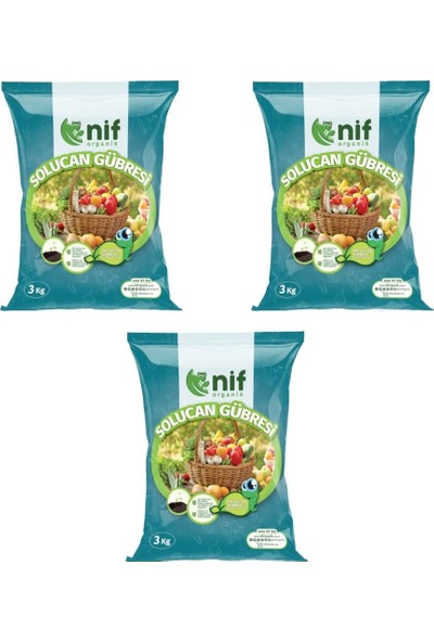 Solucan Gübresi Nif Organik 3'lü Paket
