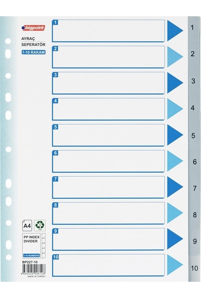 Bigpoint 227-10 Pp Seperatör 1-10 Rakamli Bp22710 Bigpoint 227-10 Pp Seperatör 1-10 Rakamli Bp22710