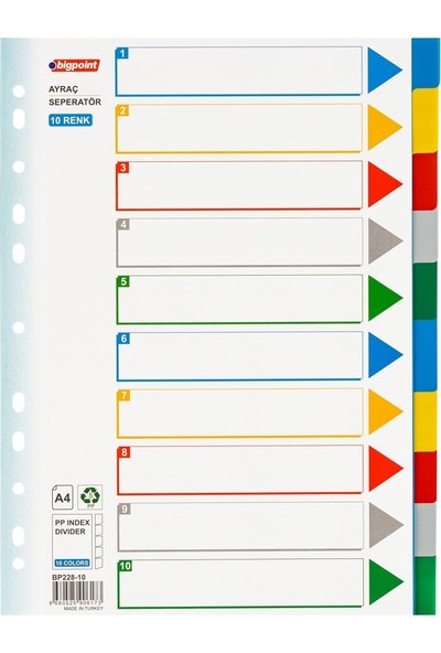 Bigpoint 228-10 Pp Seperatör 10 Renkli Bp22810 Bigpoint 228-10 Pp Seperatör 10 Renkli Bp22810