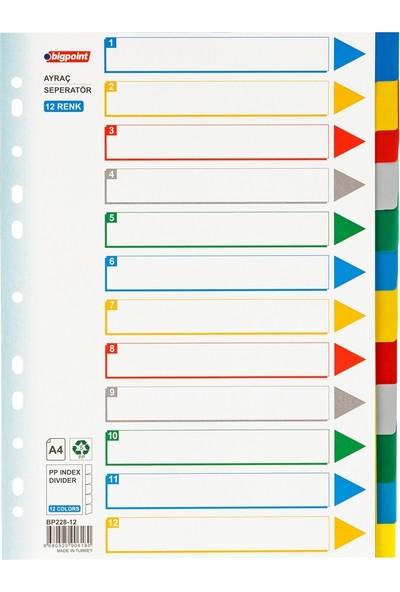 Bigpoint 228-12 Pp Seperatör 12 Renkli Bp22812 Bigpoint 228-12 Pp Seperatör 12 Renkli Bp22812