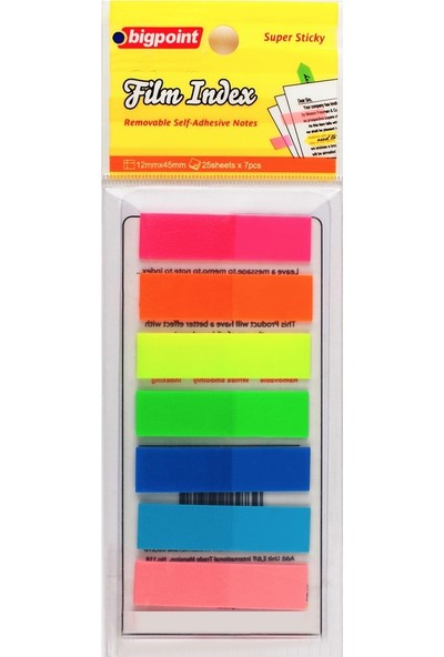 Bigpoint Yapışkanlı Film Index 7 Renk