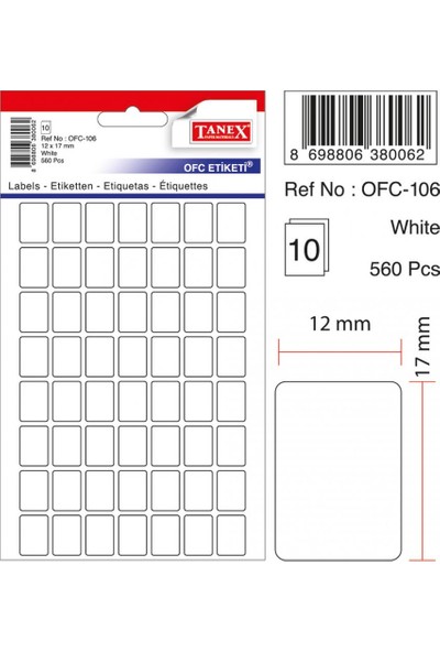 Ofc-106 Beyaz Ofis Etiketi 100 Ad-10-Lu Poşet Ofc-106 Beyaz Ofis Etiketi 100 Ad-10-Lu Poşet