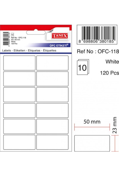Ofc-118 Beyaz Ofis Etiketi 100 Ad-10-Lu Poşet Ofc-118 Beyaz Ofis Etiketi 100 Ad-10-Lu Poşet