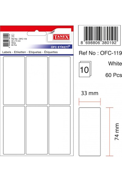 Ofc-119 Beyaz Ofis Etiketi 100 Ad-10-Lu Poşet Ofc-119 Beyaz Ofis Etiketi 100 Ad-10-Lu Poşet