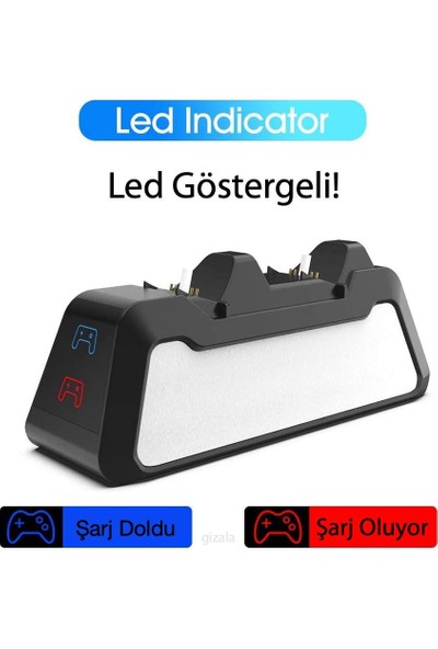 Dobe Ps5 Dualsense Dock Şarj Istasyonu LED Göstergeli Dobe Ps5 Dualsense Dock Şarj Istasyonu LED Göstergeli