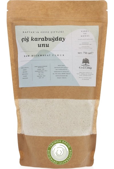 Kaptan'ın Ceviz Çiftliği Yerli Çiğ Karabuğday Unu 750 gr Kaptan'ın Ceviz Çiftliği Yerli Çiğ Karabuğday Unu 750 gr