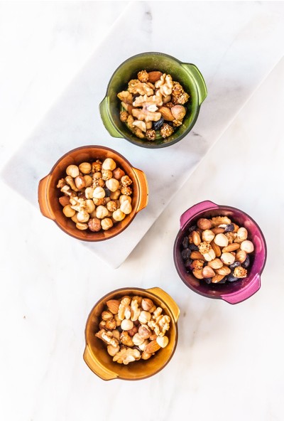 Arma House 4'lü Renkli Cam Yuvarlak Çerezlik & Kahvaltılık