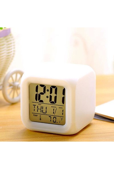 Bbc Ev Ofis Masa Saati 7 Renk Değiştiren Dijital Küp Alarmlı Çalar