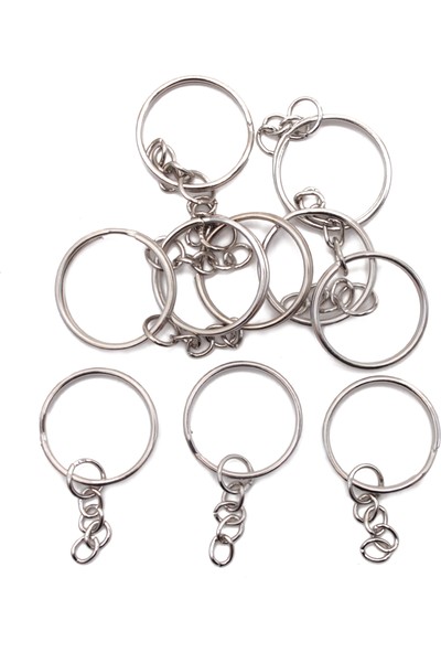 Lora Wedding 10 Adet 25 mm Gümüş Renkli Anahtarlık Halkası Makrome