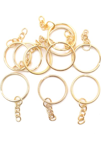 Lora Wedding 10 Adet 25 mm Altın Renkli Anahtarlık Halkası Makrome